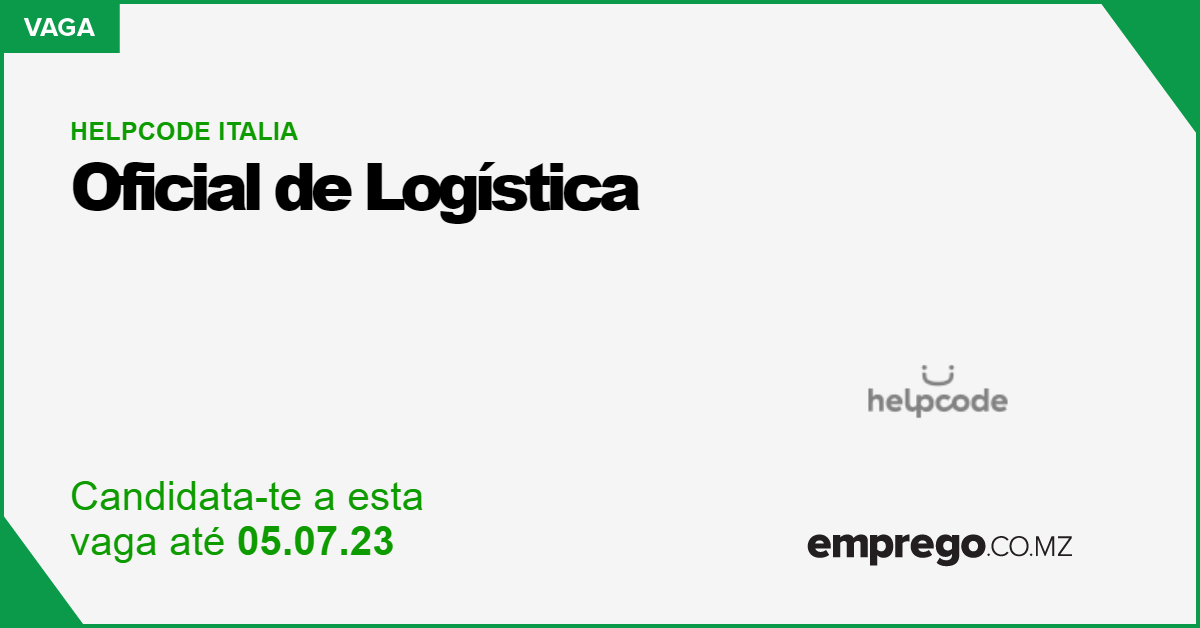 Helpcode Italia: Oficial de Logística, Marracuene - emprego.co.mz