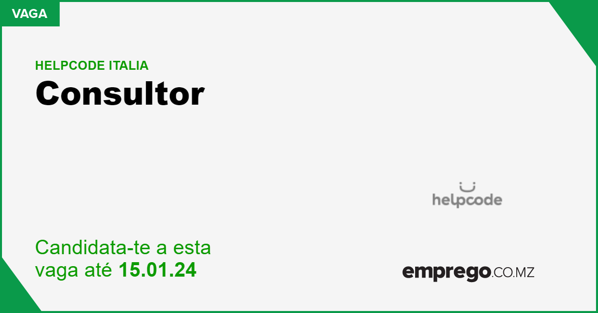 Helpcode Italia: Consultor, Palma - emprego.co.mz